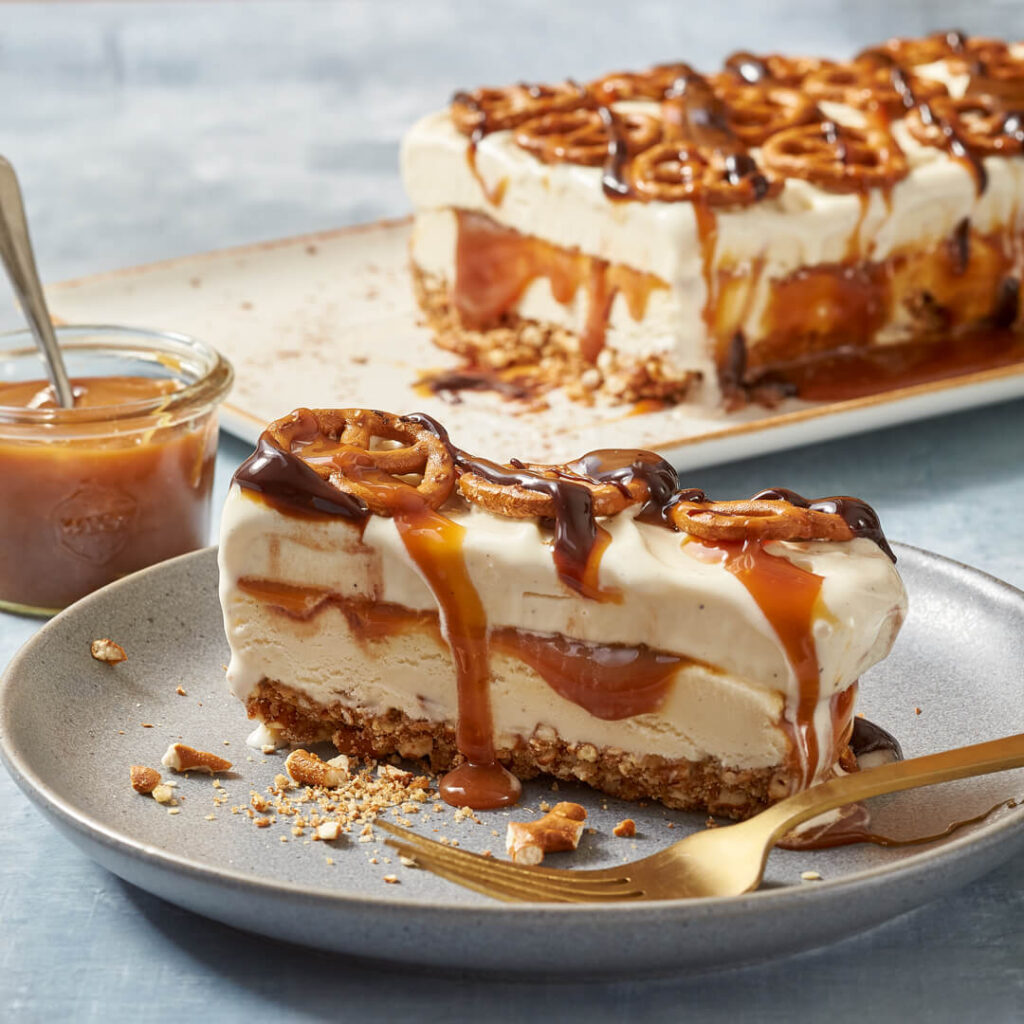Caramel Pretzel Ice Cream Cake Recipe | Alden’s Organic Ice Cream